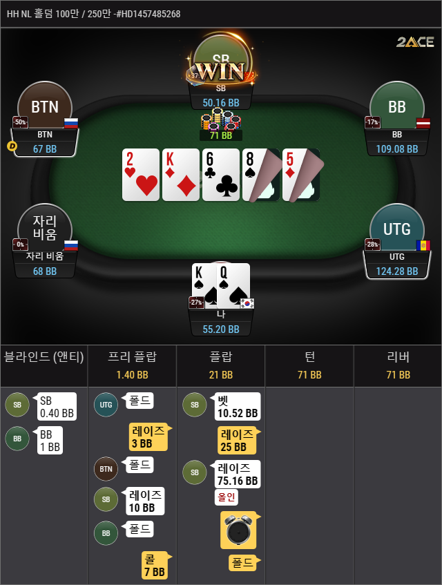 이거 콜했어야했나 .. - 포커고수